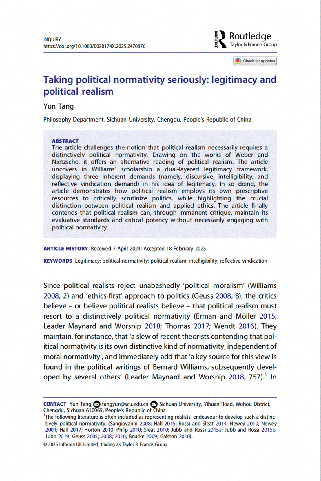 Taking Political Normativity Seriously: Legitimacy and Political ...